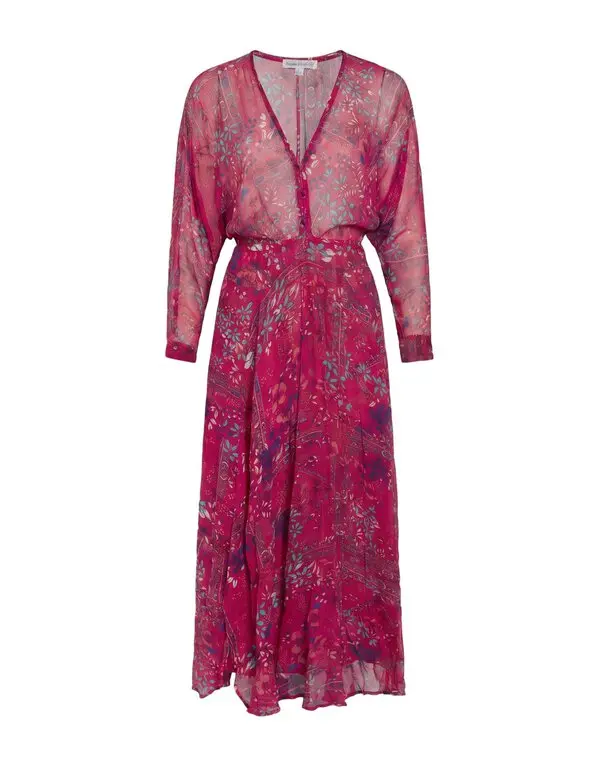 Poupette St Barth Silk Floral Print Maxi Dress