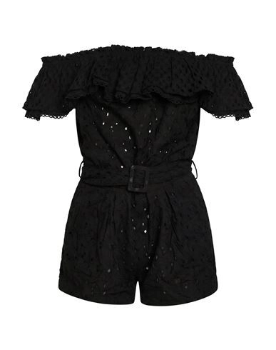 Poupette St Barth Broderie Anglaise Off-the-shoulder Playsuit - Black