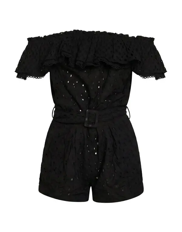 Poupette St Barth Broderie Anglaise Off-the-shoulder Playsuit