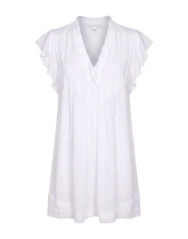 Poupette St Barth Gauze Embroidered Fringed Mini Dress