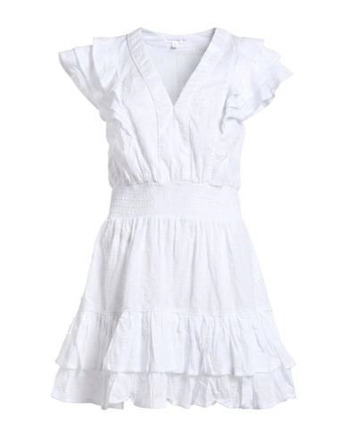 Poupette St Barth Shirred Embroidered Cotton Mini Dress - White