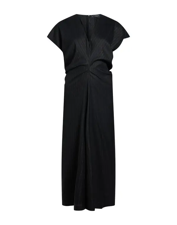 KAOS Twill Metallic Striped V-neck Midi Dress