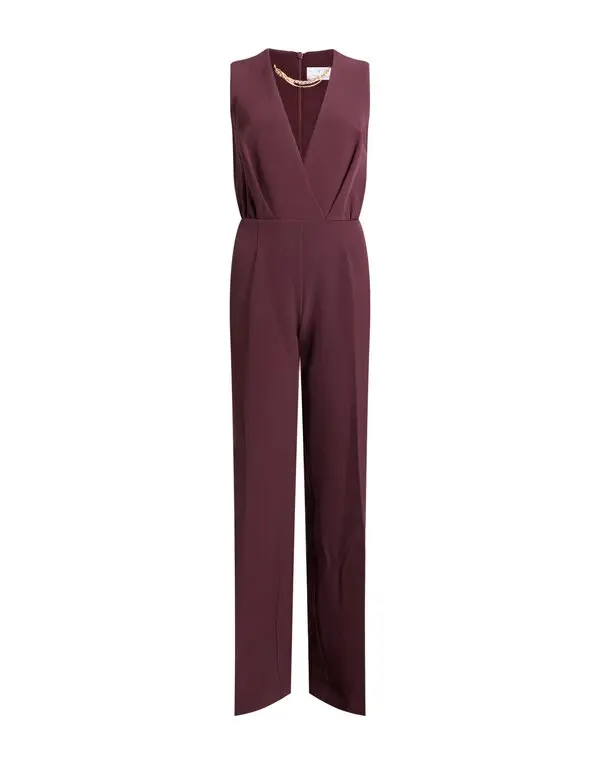 KAOS Burgundy Polyester Elastane Jumpsuit