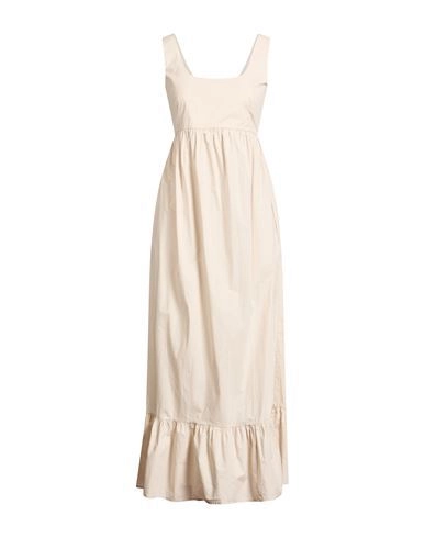 COMPAGNIA ITALIANA Cotton Maxi Dress With Ruffles And Open Back - Beige