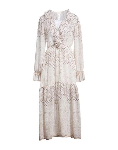 VICOLO Lyocell And Nylon Maxi Dress With Ruffles - Beige