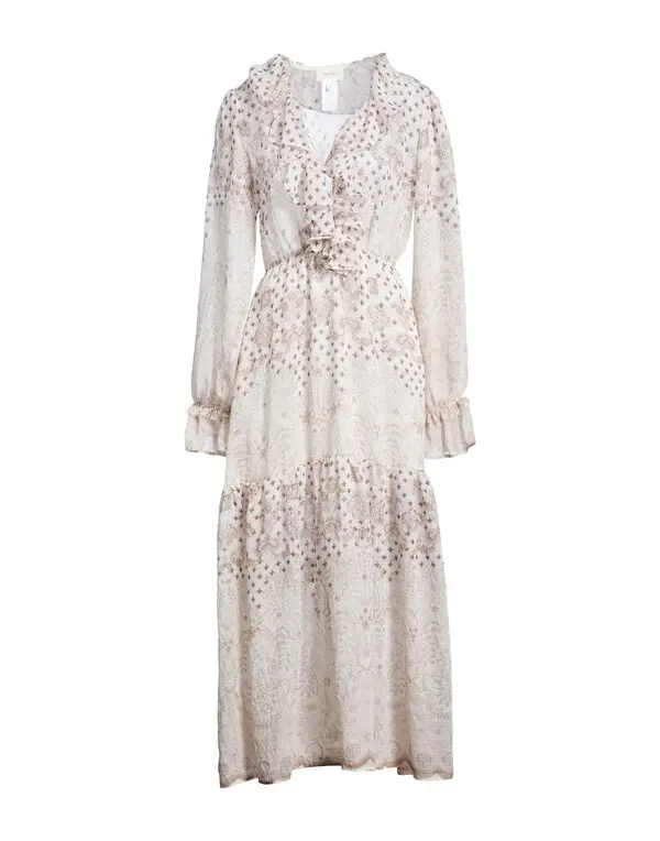 VICOLO Lyocell And Nylon Maxi Dress With Ruffles