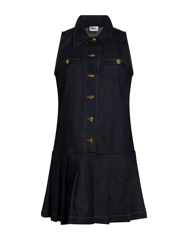 Sandro Denim Sleeveless Button-embellished Mini Dress