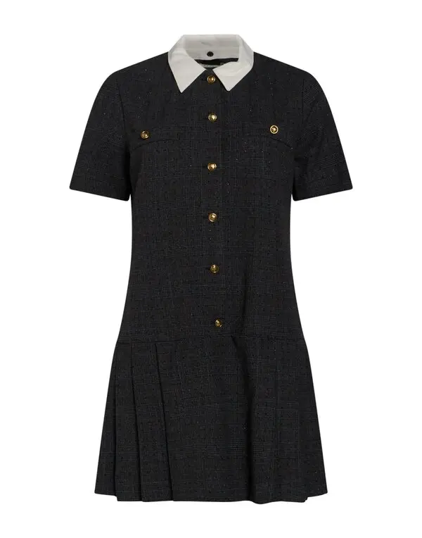 Sandro Mini Dress In Charcoal Polyester, Viscose, And Elastane