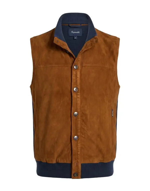 Façonnable Camel Goat Skin, Cotton, And Cashmere Vest