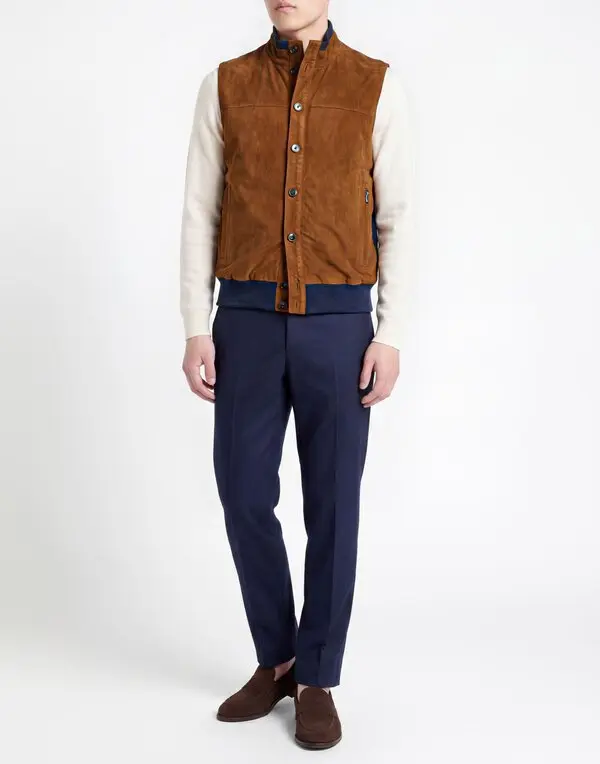 Façonnable Camel Goat Skin, Cotton, And Cashmere Vest