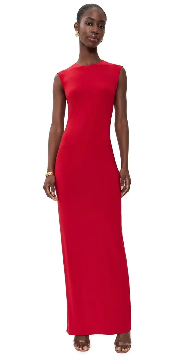 Norma Kamali Sleeveless Maxi Dress - Tiger Red