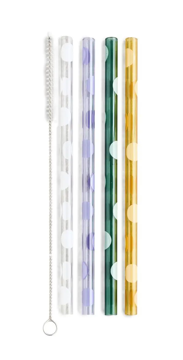 FAZEEK Polka Dot Glass Straw Set - Multi