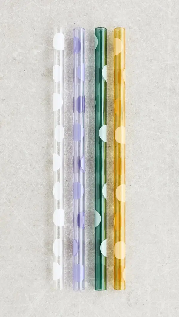 FAZEEK Polka Dot Glass Straw Set