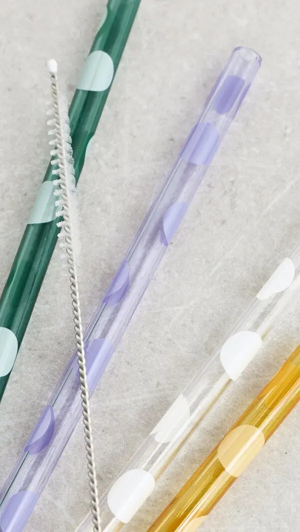 FAZEEK Polka Dot Glass Straw Set