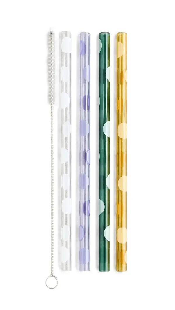 FAZEEK Polka Dot Glass Straw Set