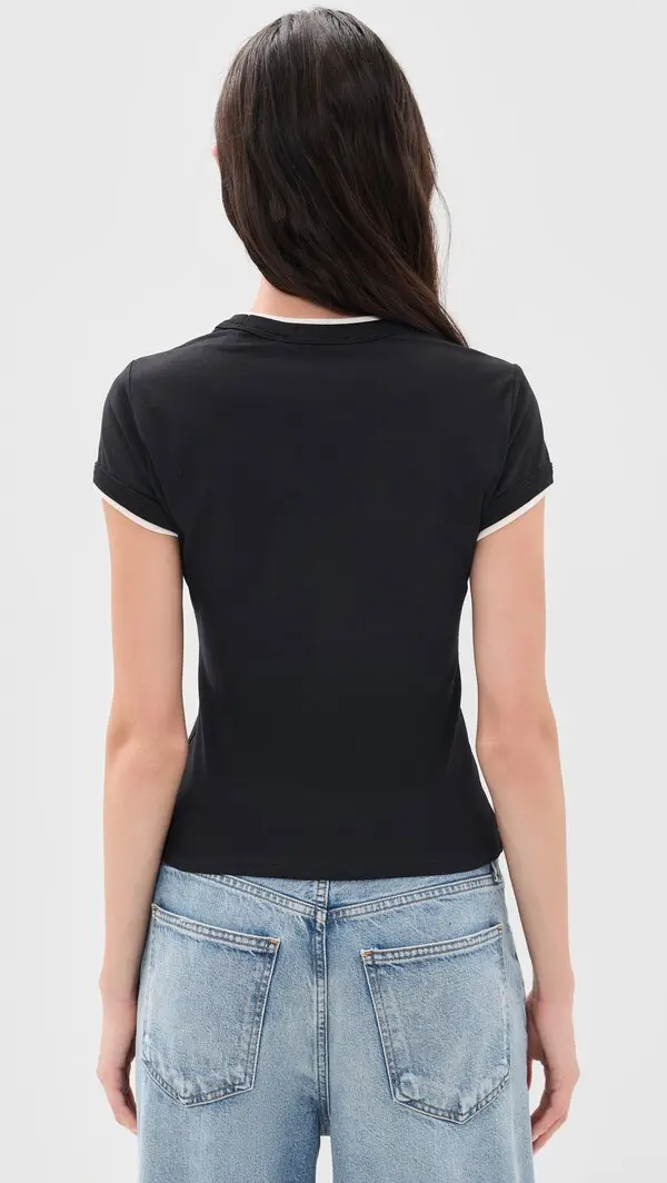 Veronica Beard Contrast Devin Tee - Black/ecru