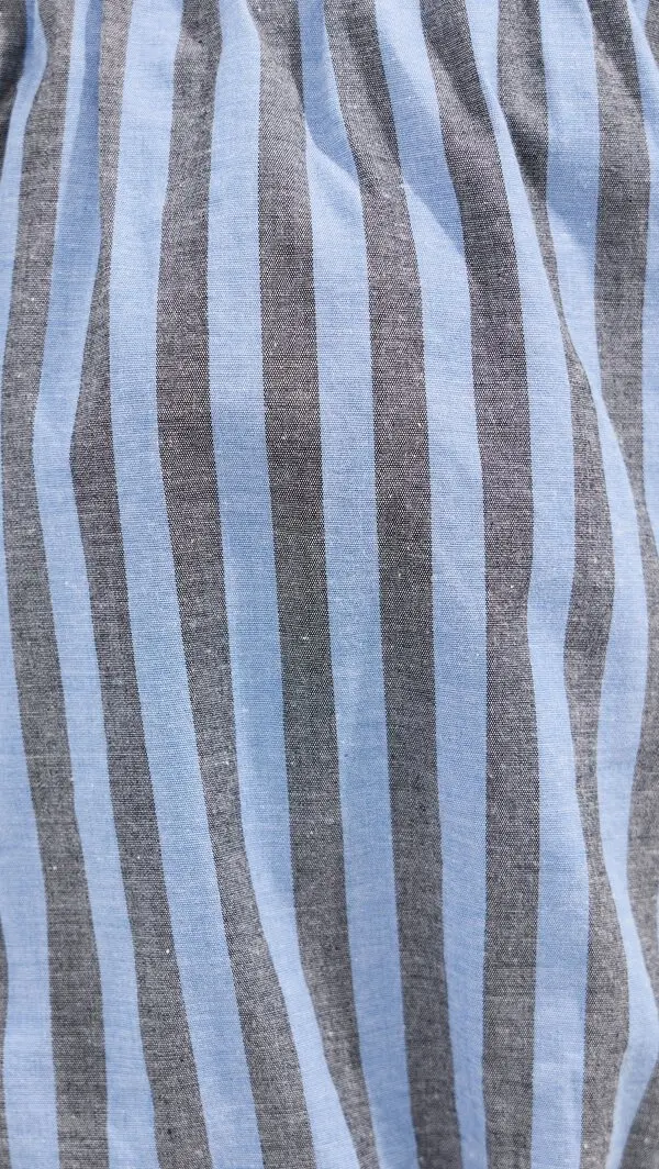 LE BOP Anita Blouse Square Neck Cotton Poplin - Grey/blue Stripe