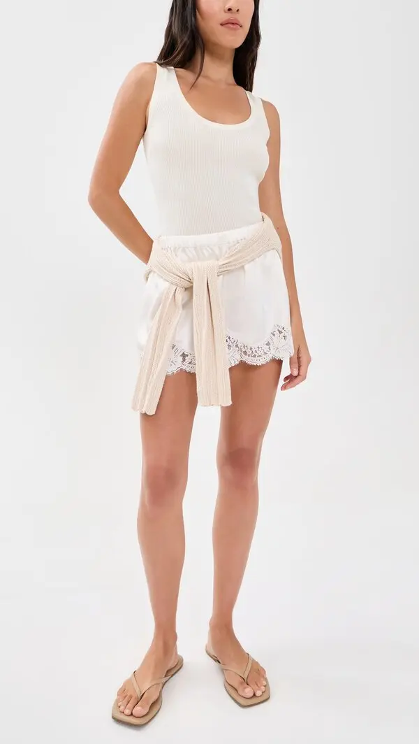 Cami Nyc Anora Satin Shorts With Lace Trim