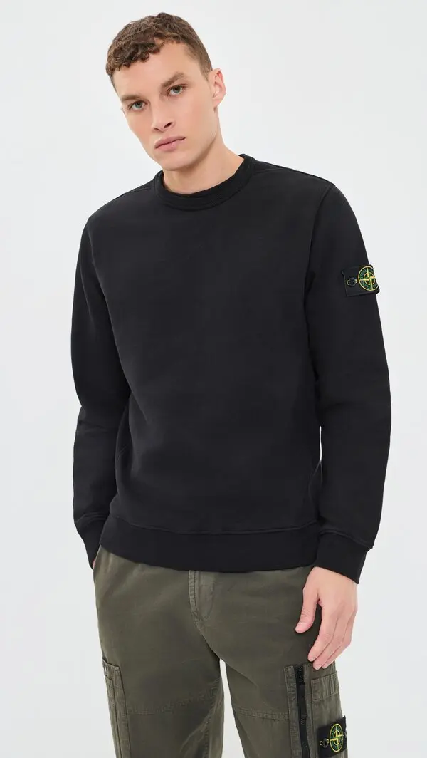 Stone Island Brushed Cotton Fleece Sweatshirt