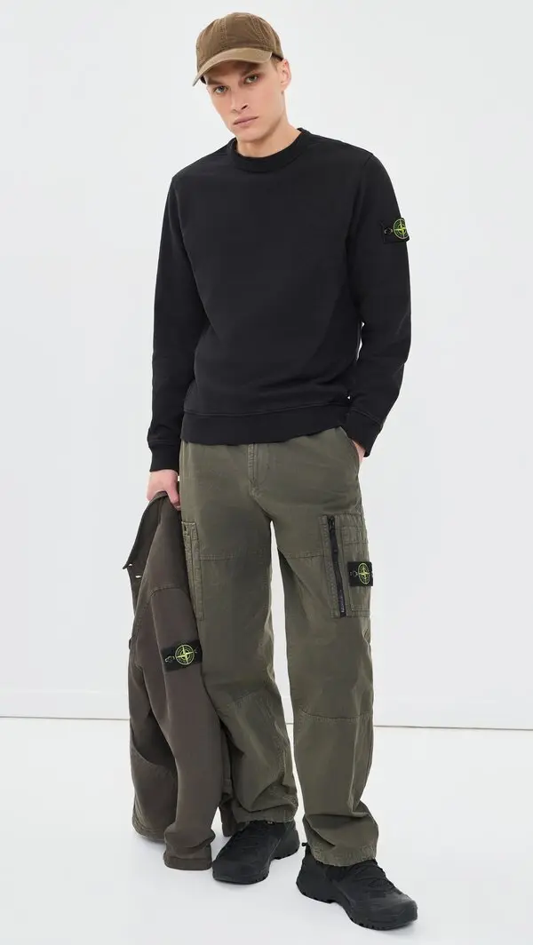 Stone Island Brushed Cotton Fleece Sweatshirt