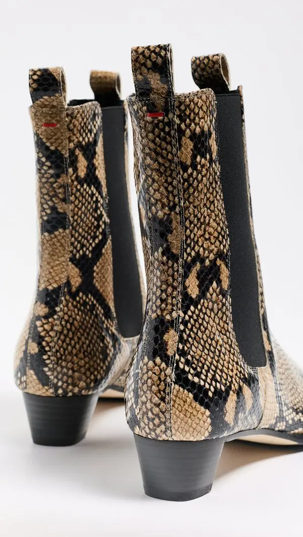 AeydĒ Kiki Snake Print Chelsea Boots