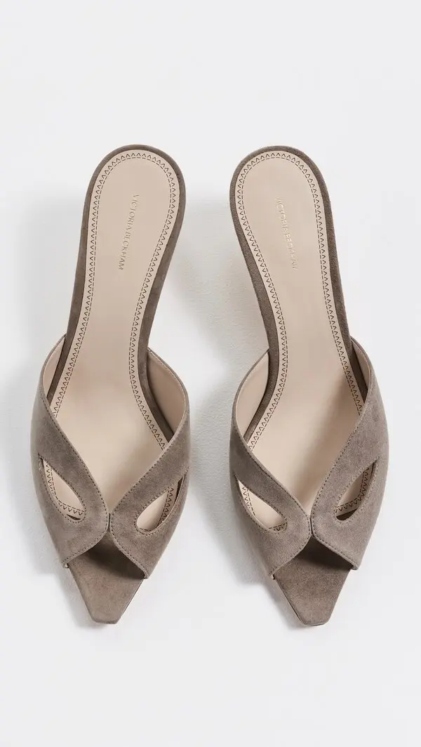 Victoria Beckham Harlow Mask Mules - Fossil Brown