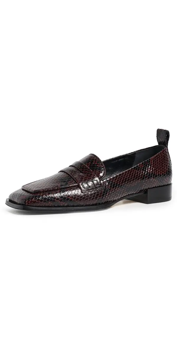 AeydĒ Blake Snake Print Leather Loafers