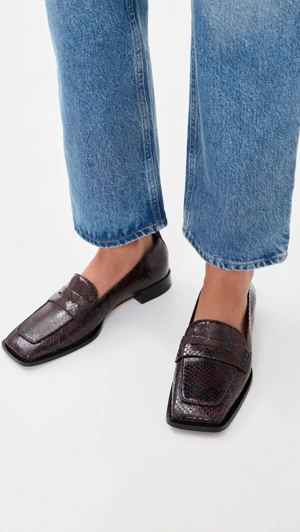 AeydĒ Blake Snake Print Leather Loafers