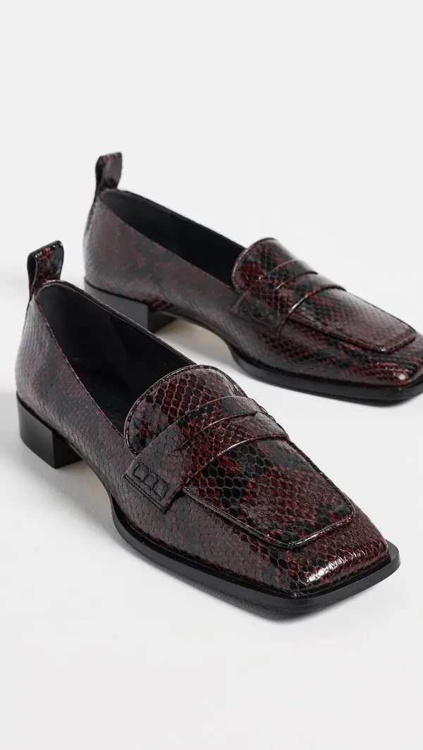 AeydĒ Blake Snake Print Leather Loafers