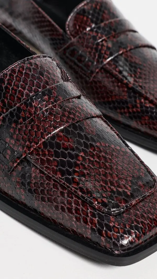 AeydĒ Blake Snake Print Leather Loafers