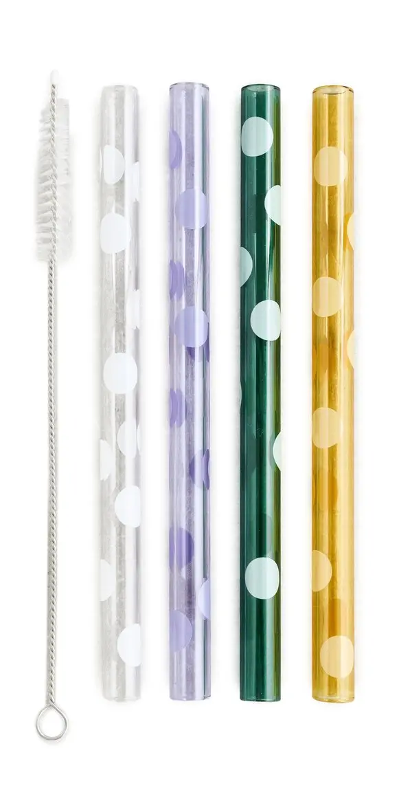 FAZEEK Polka Dot Smoothie Straws Set Of 4 - Multi