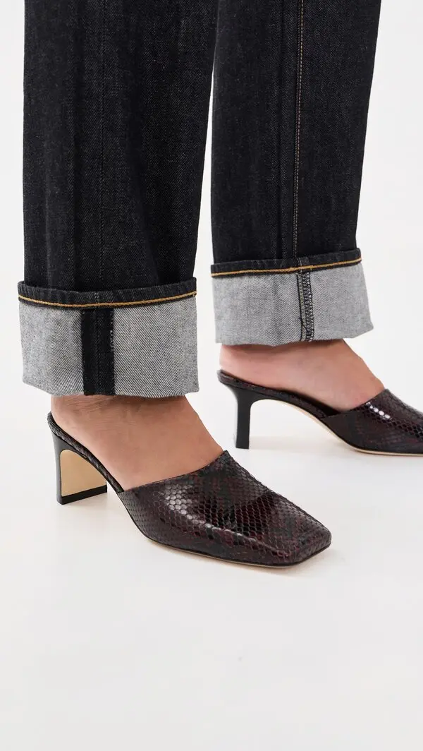 AeydĒ Blithe Snake Print Block Heel Pumps