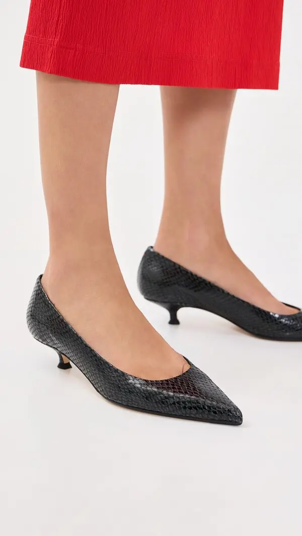 AeydĒ Cari Mini Snake Print Leather Pumps