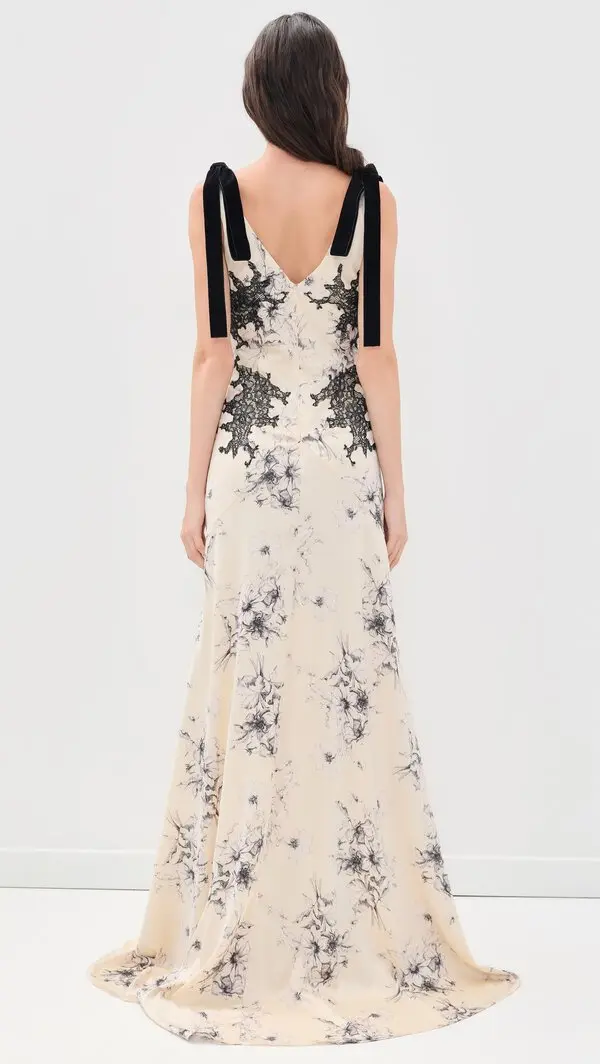 Cinq À Sept Hand Sketched Floral Antonella Gown