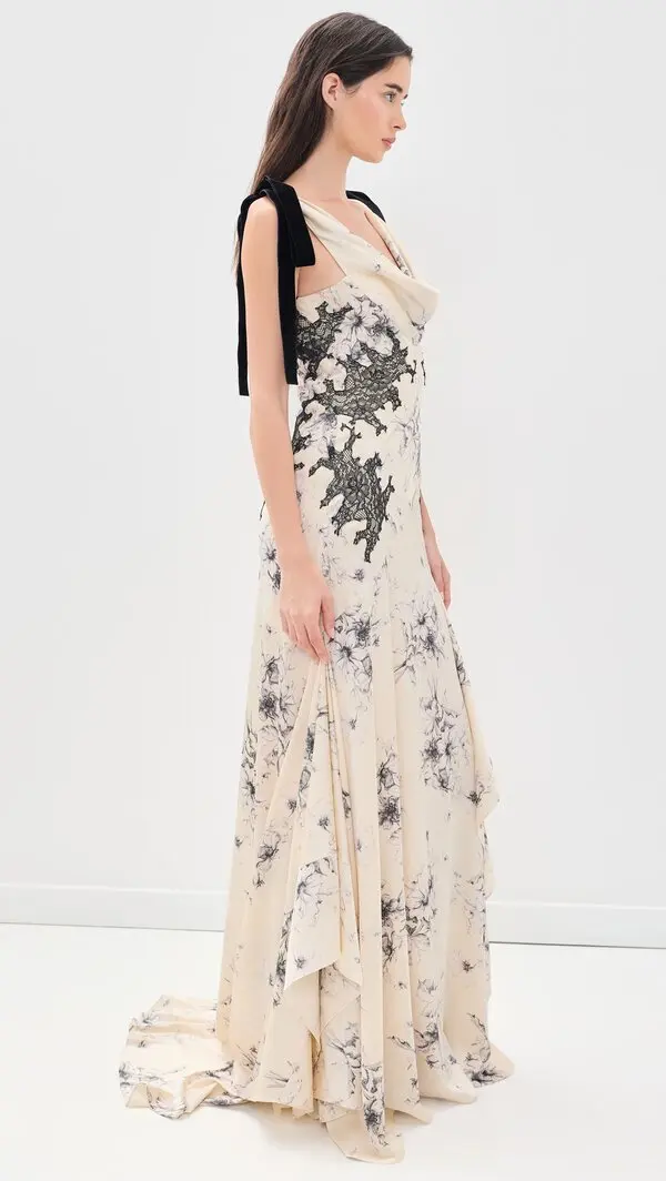 Cinq À Sept Hand Sketched Floral Antonella Gown