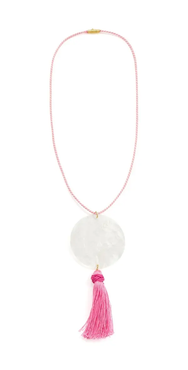 LOGAN TAY Tasseled Shell Pendant Necklace - Pink