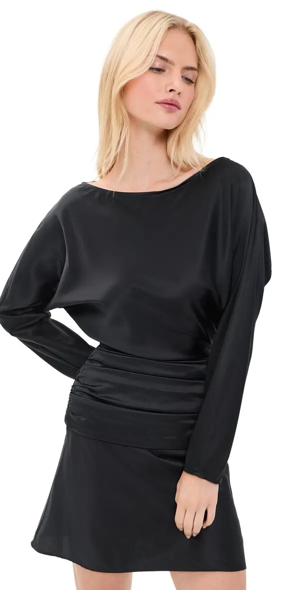 Staud Freda Silk Mini Dress - Black
