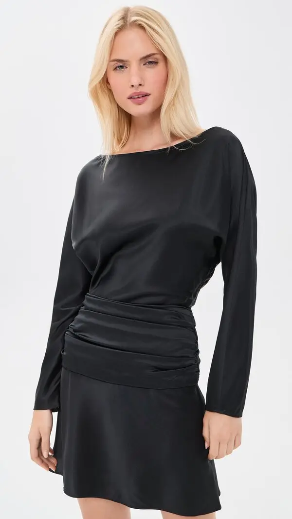 Staud Freda Silk Mini Dress - Black