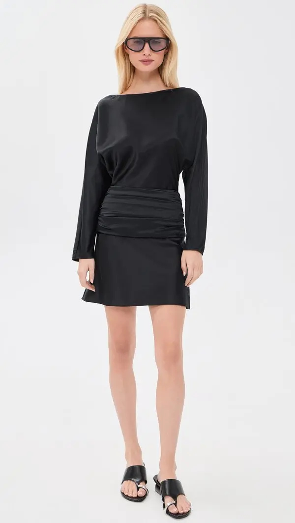 Staud Freda Silk Mini Dress - Black