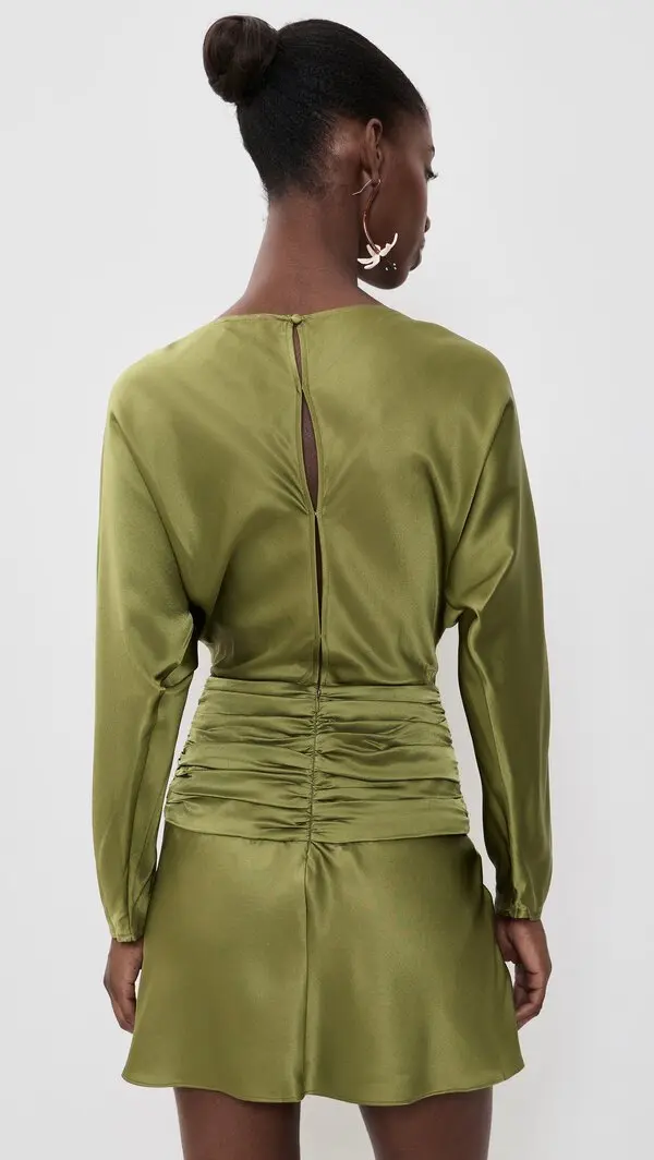 Staud Freda Silk Mini Dress - Pear