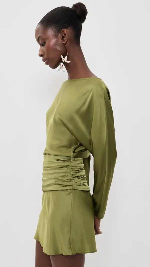 Staud Freda Silk Mini Dress - Pear