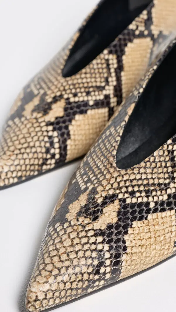 AeydĒ Clara Snake Print Leather Kitten Heel Pumps