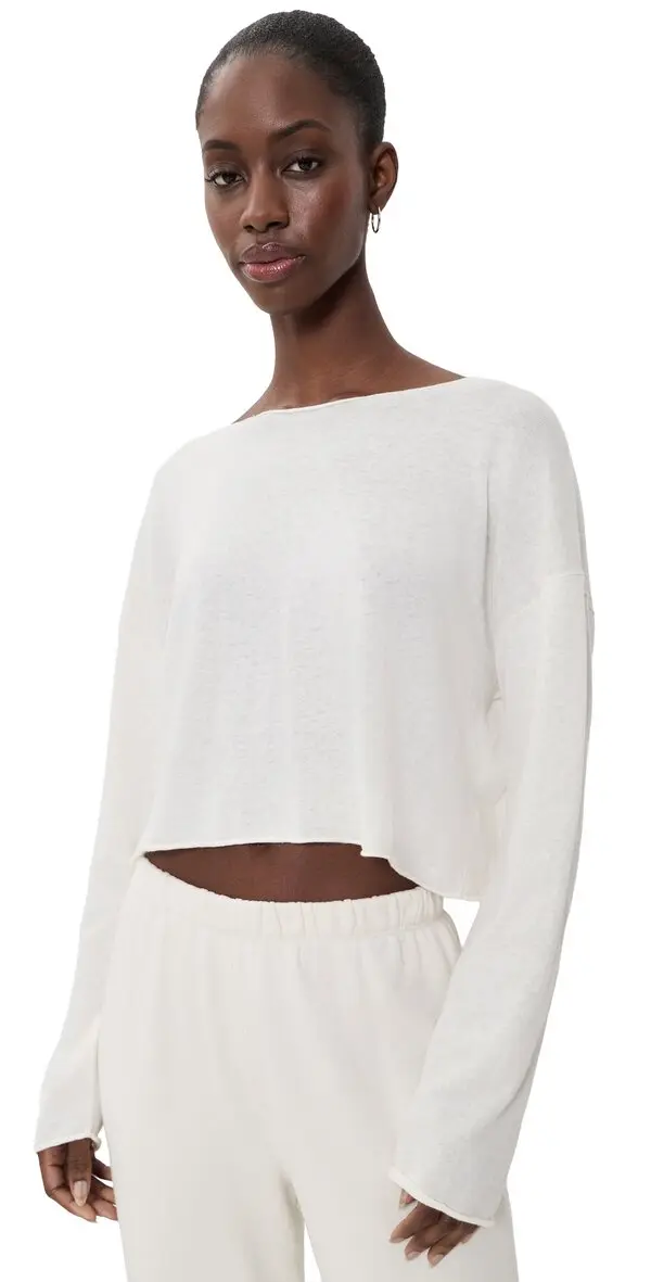 Eterne Cropped Boatneck Knit Top