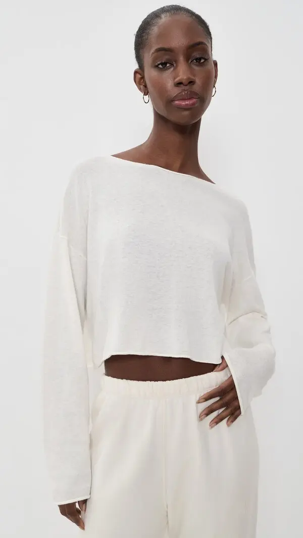 Eterne Cropped Boatneck Knit Top
