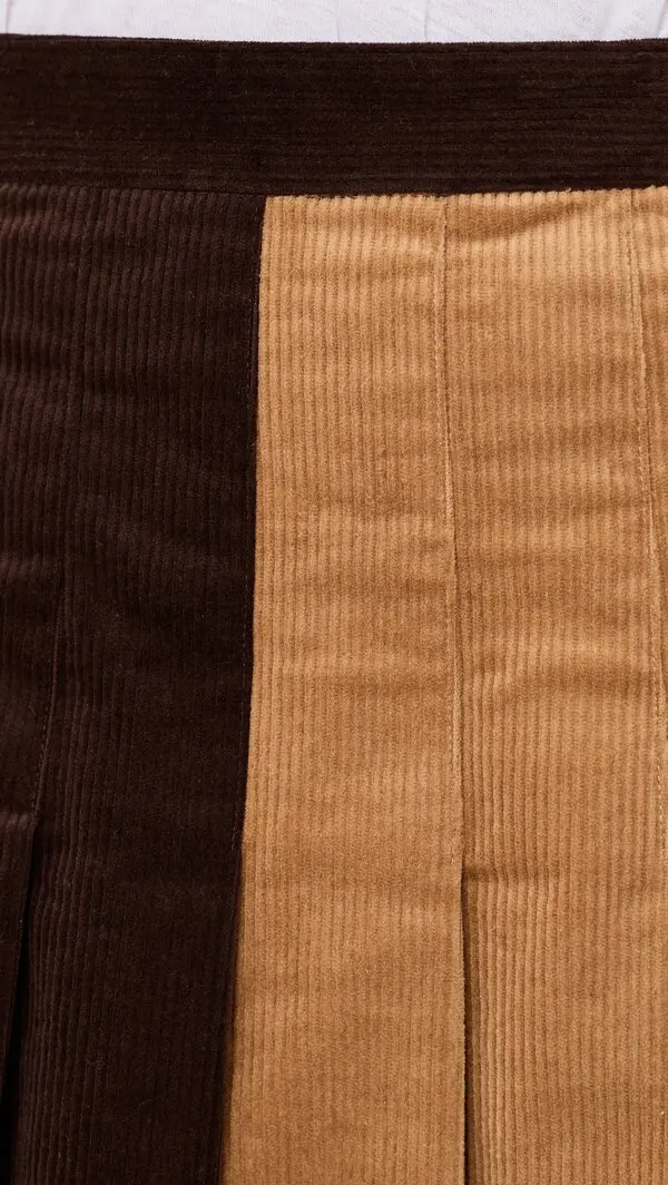 ROWING BLAZERS Mixed Corduroy Pleated Skirt