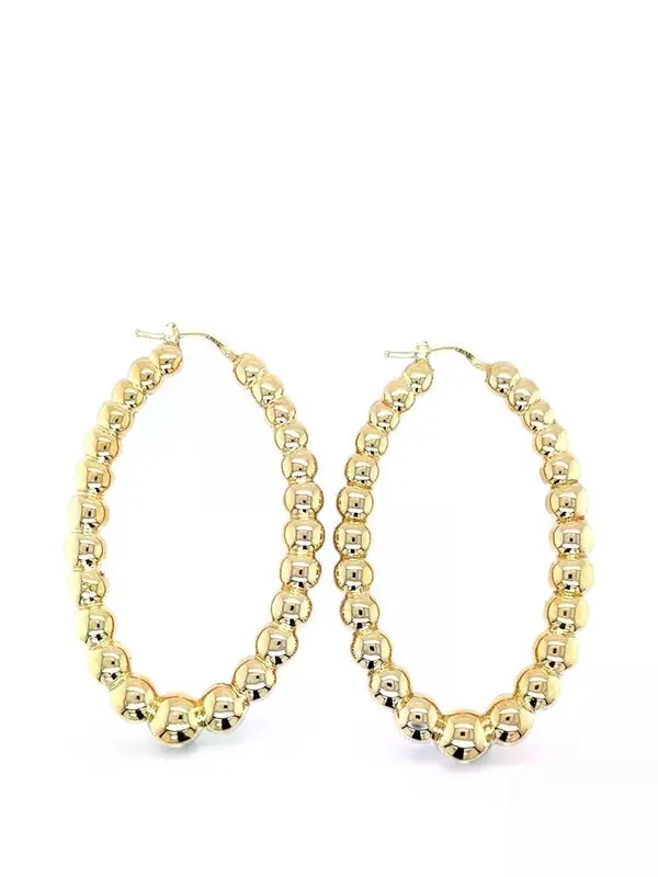 LISA NIK Beaded Oval Hoop Earrings - Gold