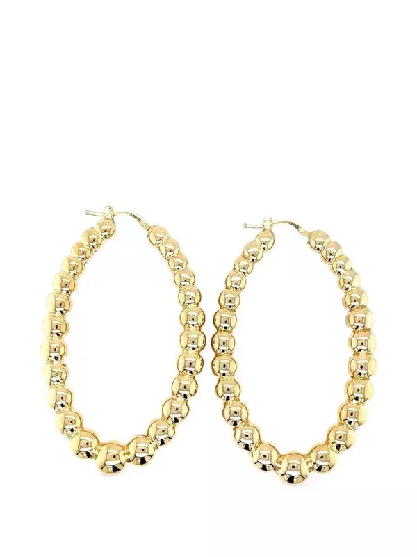 LISA NIK Beaded Oval Hoop Earrings - Gold