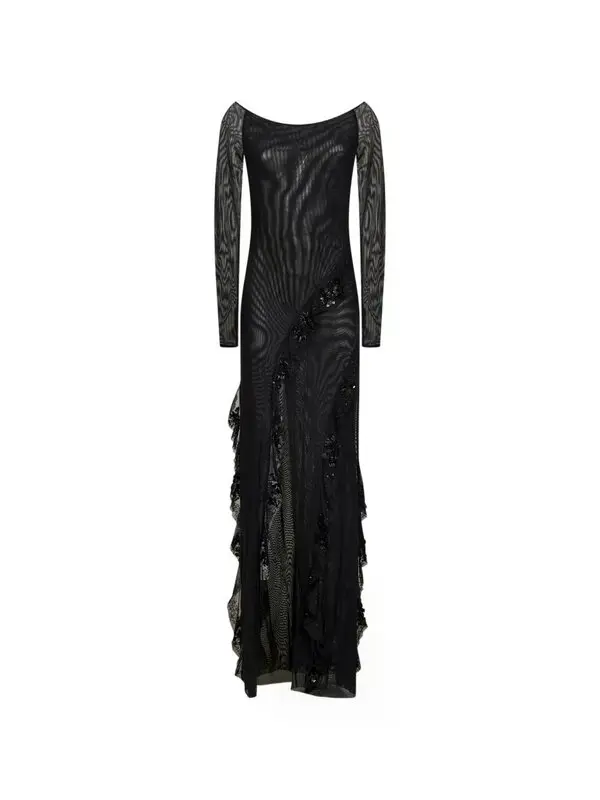 ALINA Sequin-embellished Ruffled Maxi Dress