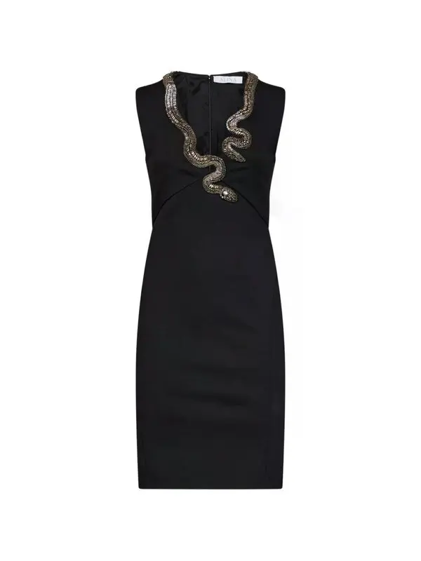 ALINA Snake-embroidered V-neck Mini Dress