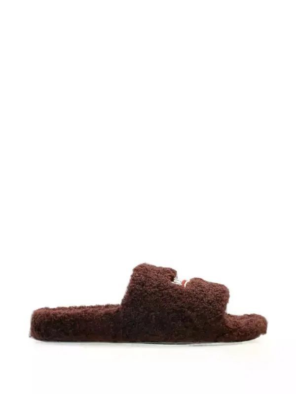 Balenciaga Logo-embroidered Faux-fur Slides